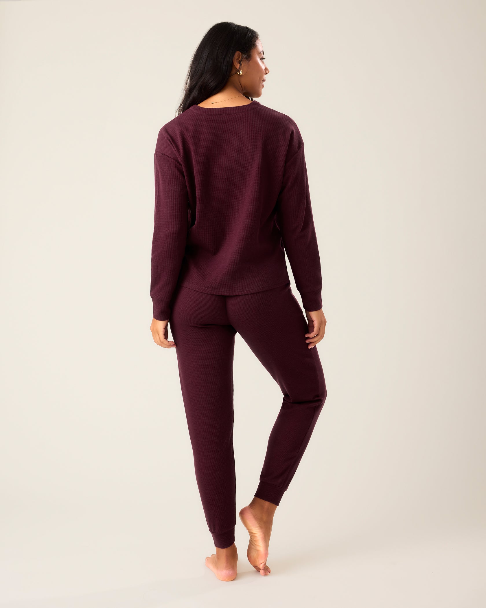 Waffle Maternity & Nursing Lounge Set | Deep Burgundy - Kindred Bravely